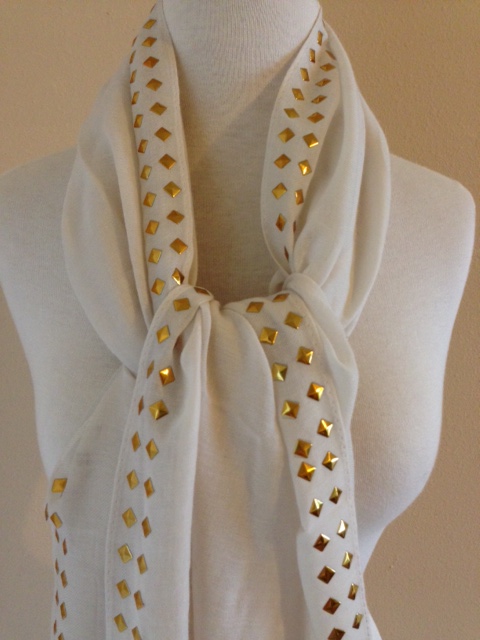 Studded Scarf In Ivory on Luulla